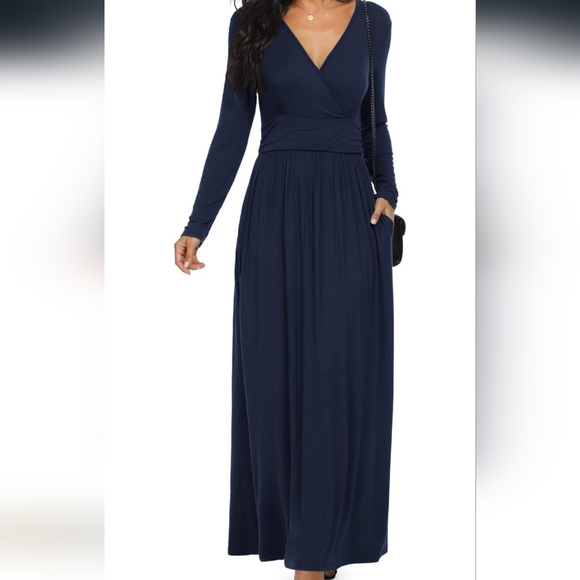 Dresses | Navy Blue Long Sleeve Maxi Dress | Poshmark